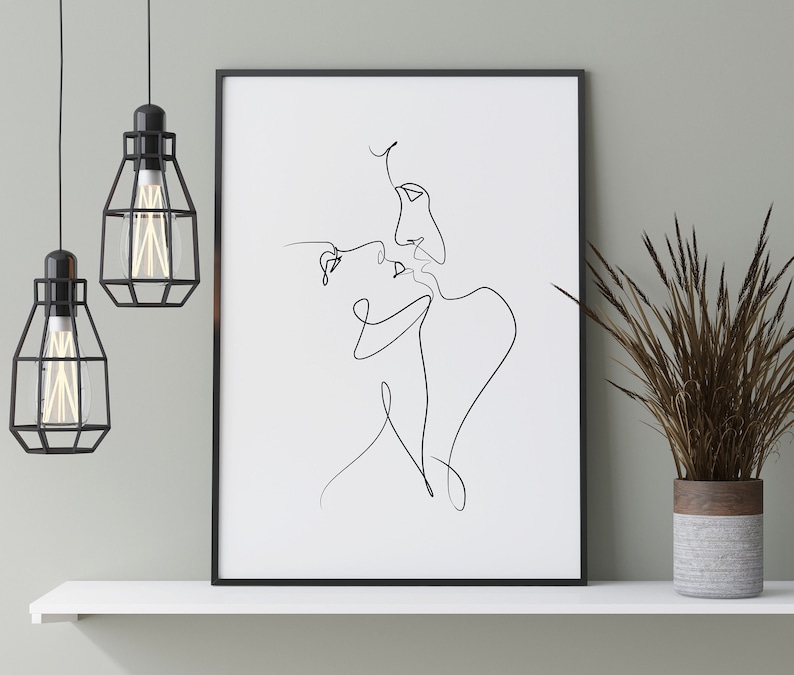 Couple One Line Drawing Kiss Line Art Abstract Couple - Etsy Australia