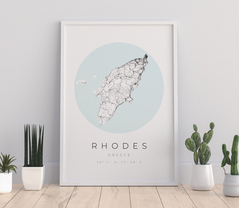 Rhodos Map Poster Rhodos Minimalist Rhodos Map Print Rhodos - Etsy