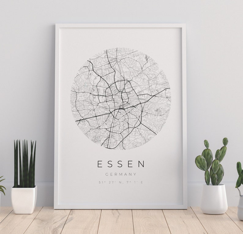 Essen Map Poster, Essen Minimalistisch, Essen Vintage Poster, Essen ...