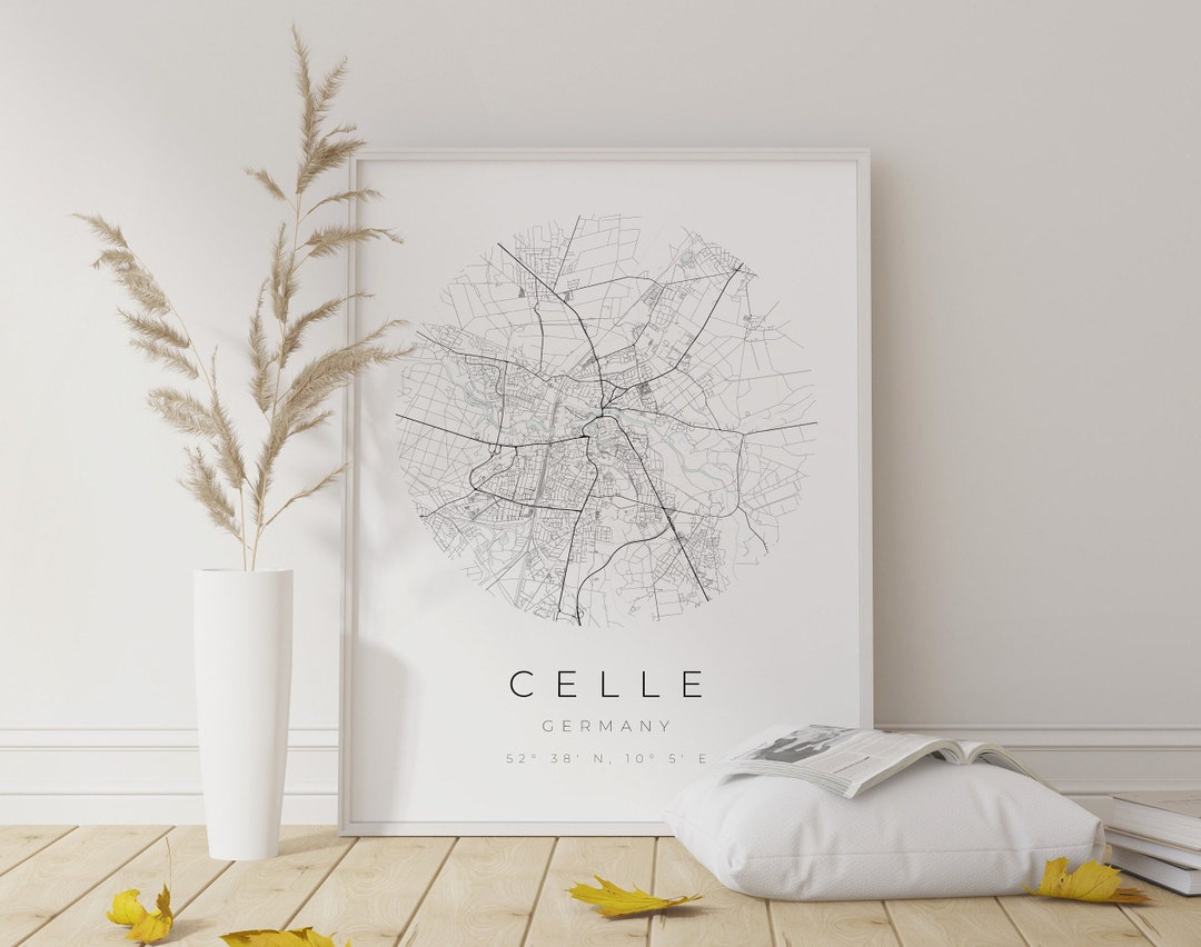Celle Map Poster, Celle Minimalistisch, Celle Poster, Celle Koordinaten ...