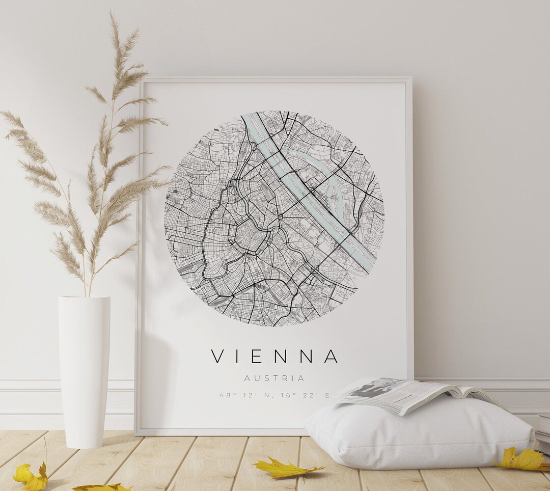 Vienna Map Poster, Minimalist Print, Circle Map, Vienna Map Print ...