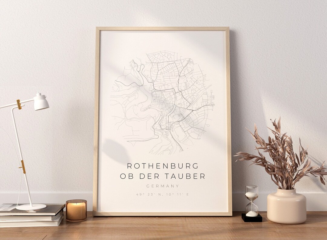 Rothenburg Ob Der Tauber Map Poster, Rothenburg Minimalist, Rothenburg ...