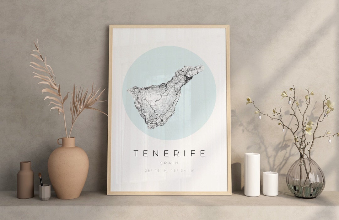 Tenerife Map Poster, Tenerife Minimalist, Tenerife Framed Poster ...