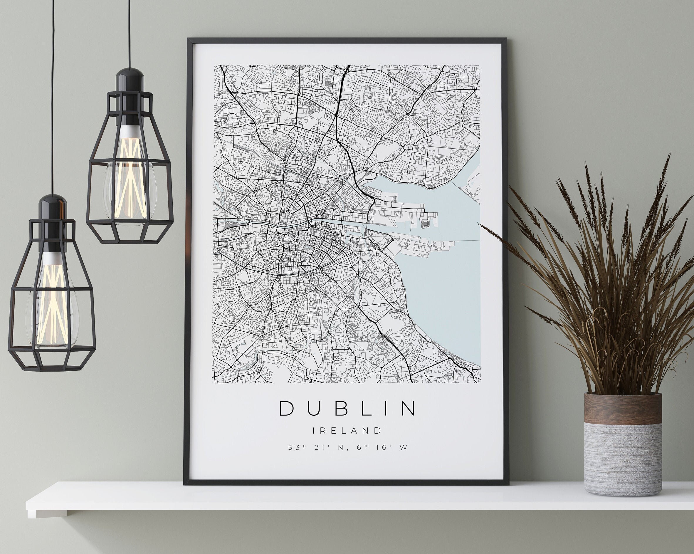 Dublin Map Poster Minimalist Print Dublin Map Print Dublin - Etsy Ireland
