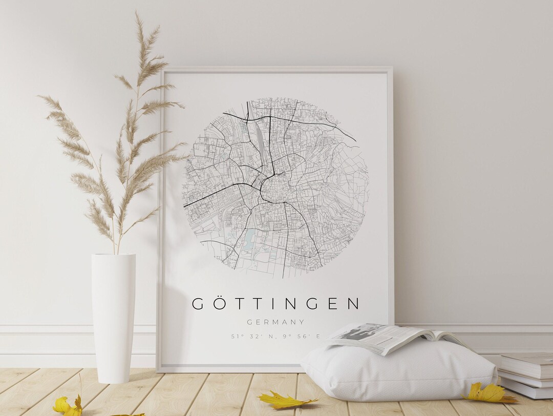 Cartel del mapa de Gotinga, cartel minimalista de Gotinga, impresión de ...