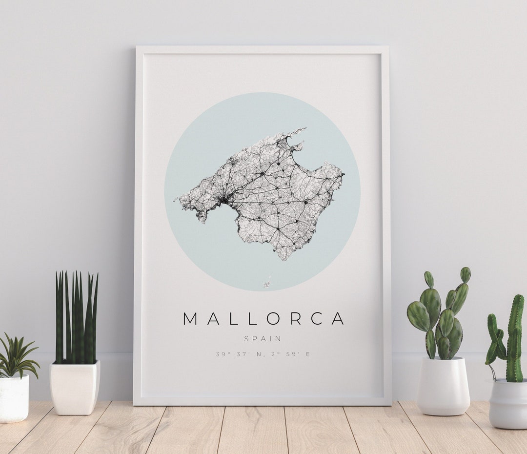 Mallorca Map Poster, Mallorca Minimalistisch, Mallorca Vintage Poster ...