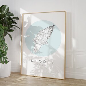 Rhodos Map Poster, Rhodos Minimalist, Rhodos Map Print, Rhodos Poster ...