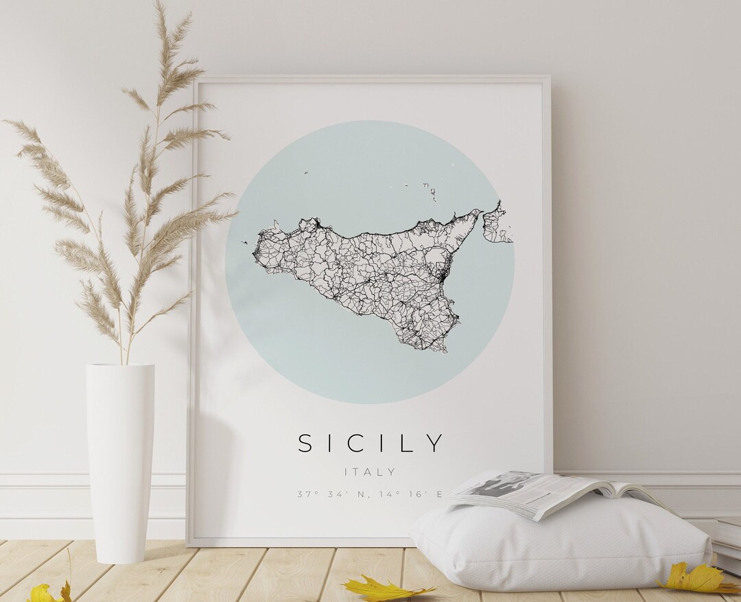 Sicily Map Poster, Sicily Minimalist, Sicily Print, Sicily Poster ...