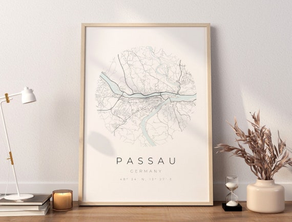Passau Map Poster Passau Minimalist Passau Map Print Passau - Etsy