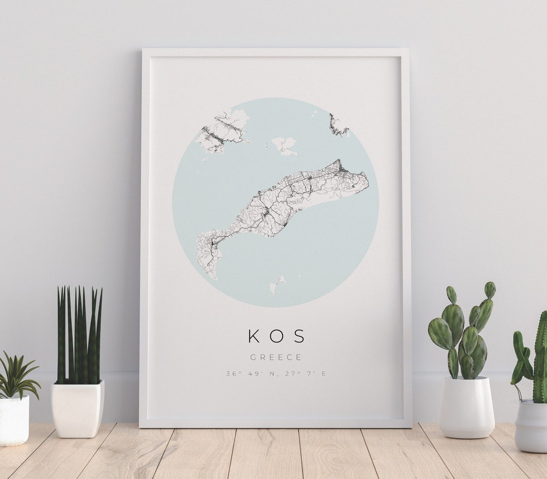 Kos Map Poster Kos Minimalist Kos Map Print Kos Poster Kos - Etsy