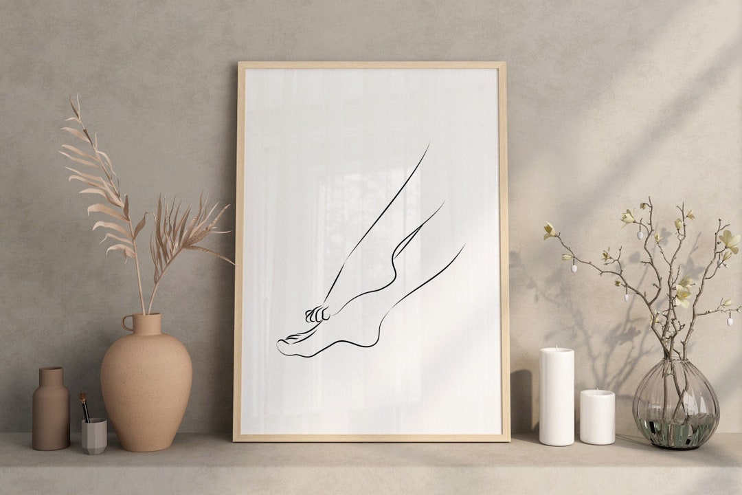 Feet One Line Drawing Poster, Woman One Line Art, Minimalist Line Art ...