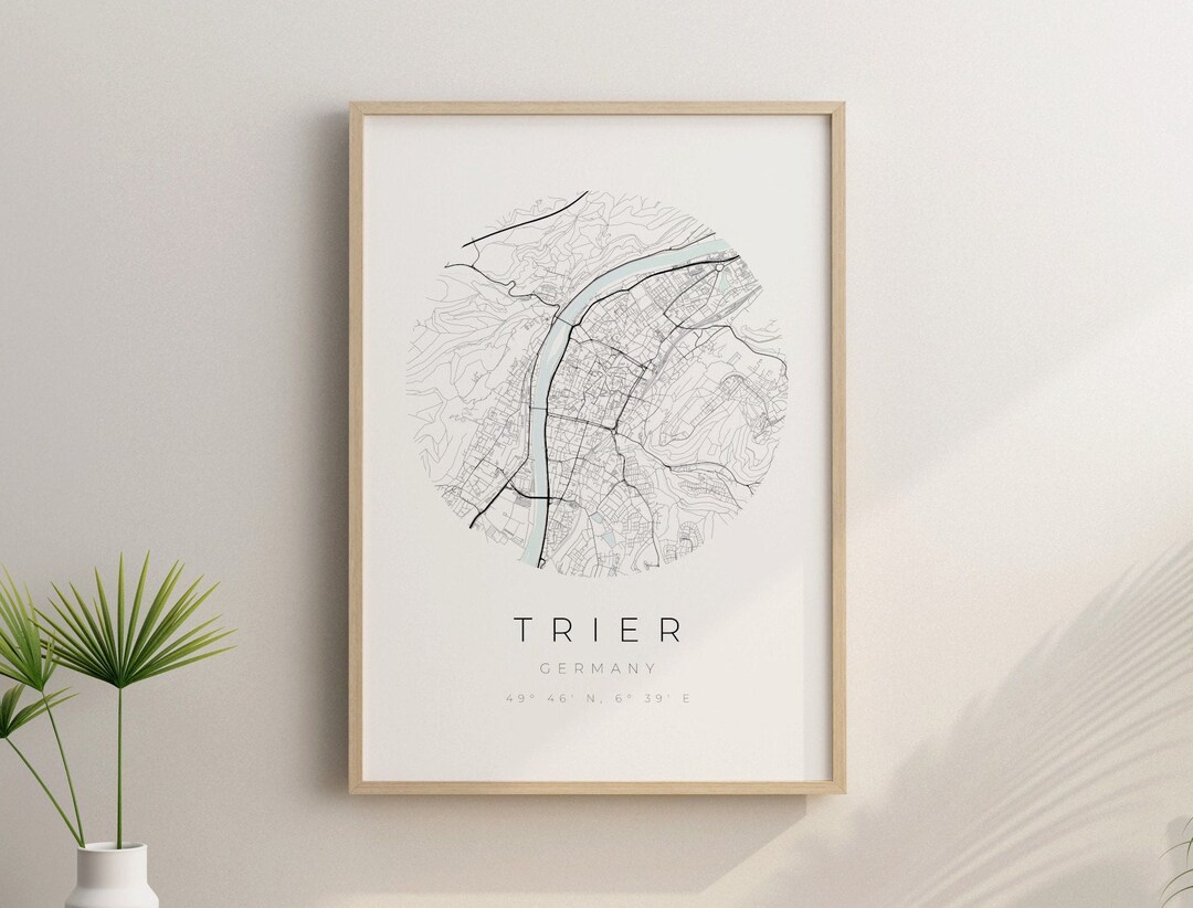 Cartel del mapa de Tréveris, minimalista de Tréveris, mapa de Tréveris ...