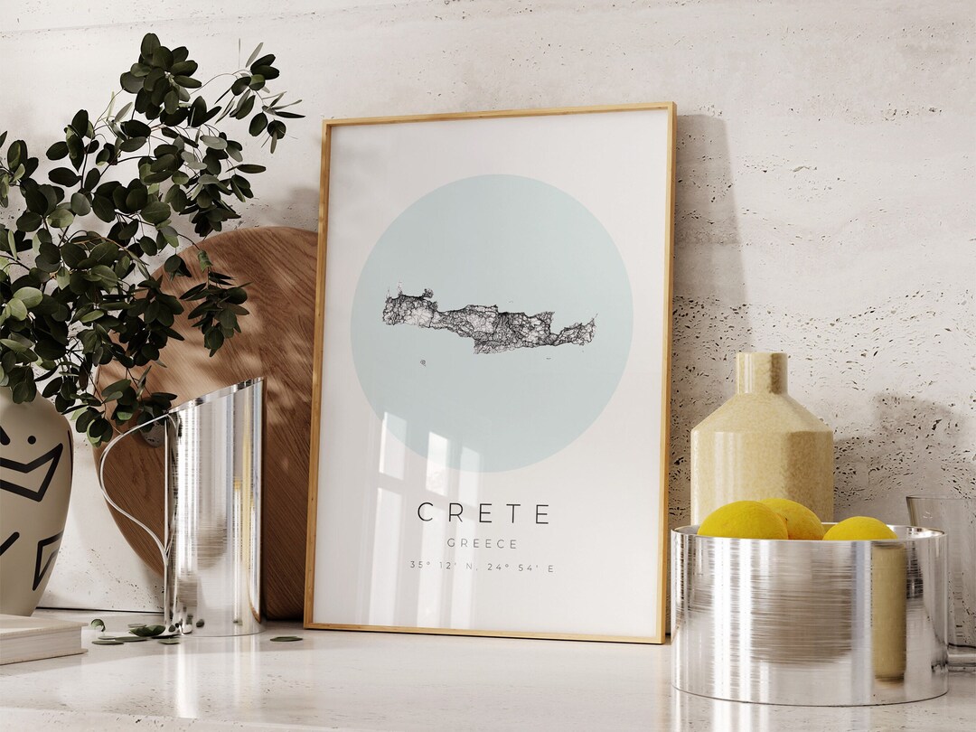 Crete Map Poster, Crete Minimalist, Crete Map Print, Crete Poster ...