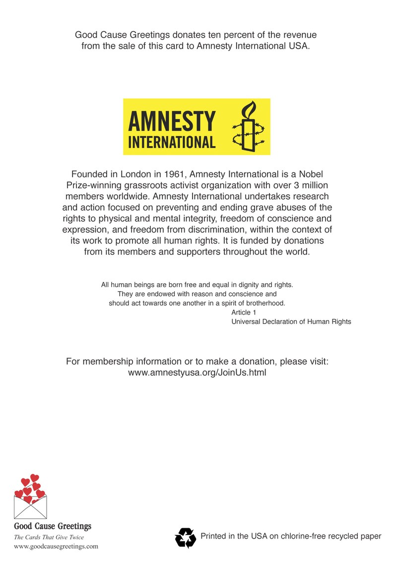 CANDLES OF PEACE Card Supporting Amnesty International (10 Cards per ...
