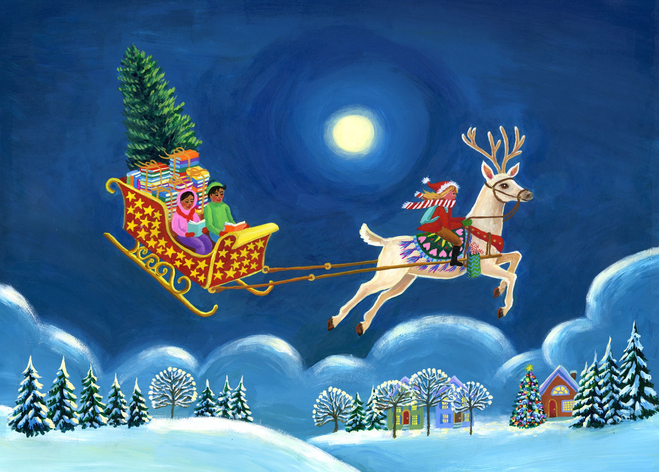 REINDEER RIDER Charity Holiday Card Supporting Proliteracy 10 - Etsy