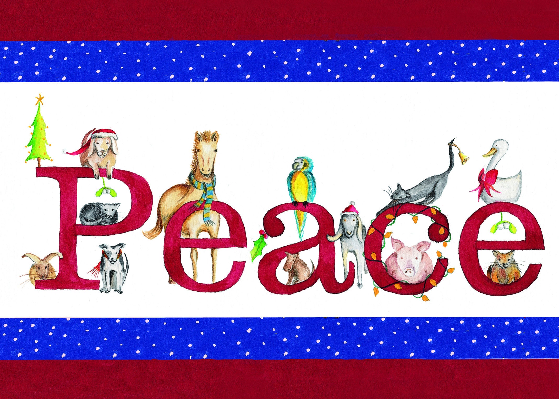 PEACE ANIMALS Charity Holiday Card 10 Cards per Box - Etsy UK