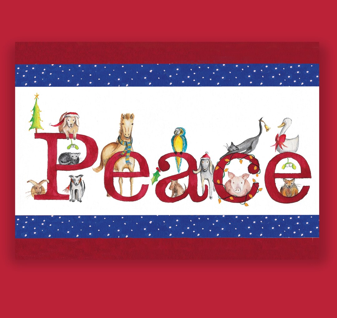 PEACE ANIMALS Charity Holiday Card (10 Cards per Box) (HP0303) - Etsy