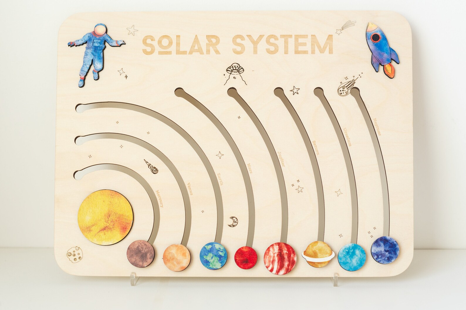 Wooden Puzzle with Planets of the Solar System Space Nursery | Etsy