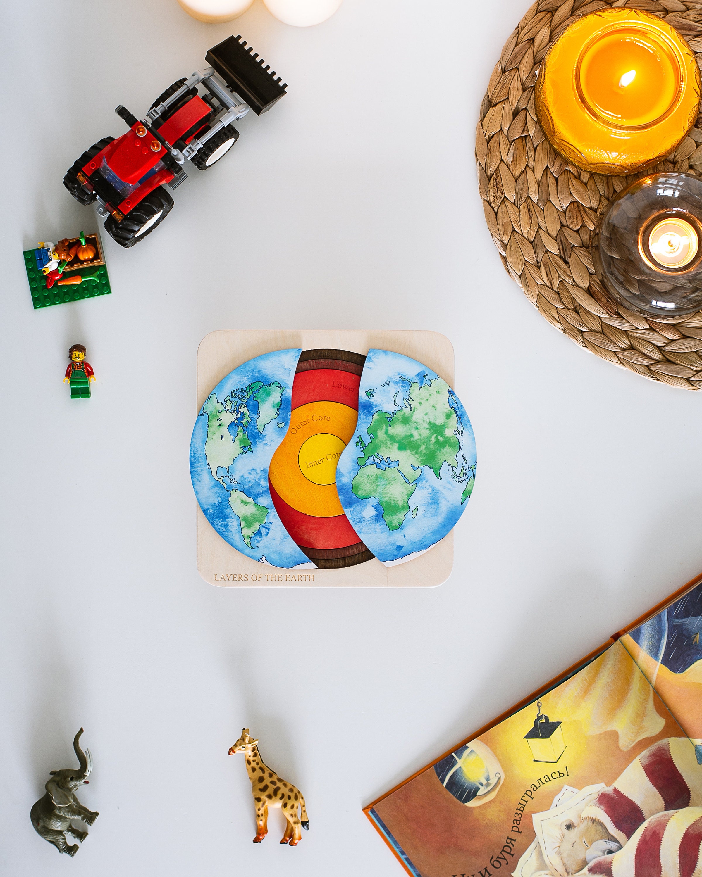 Wooden Puzzle Earth Montessori Wooden layers of the Earth toys | Etsy