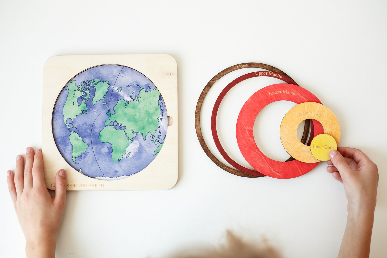 Wooden Puzzle Earth Montessori Wooden Layers of the Earth Toys - Etsy
