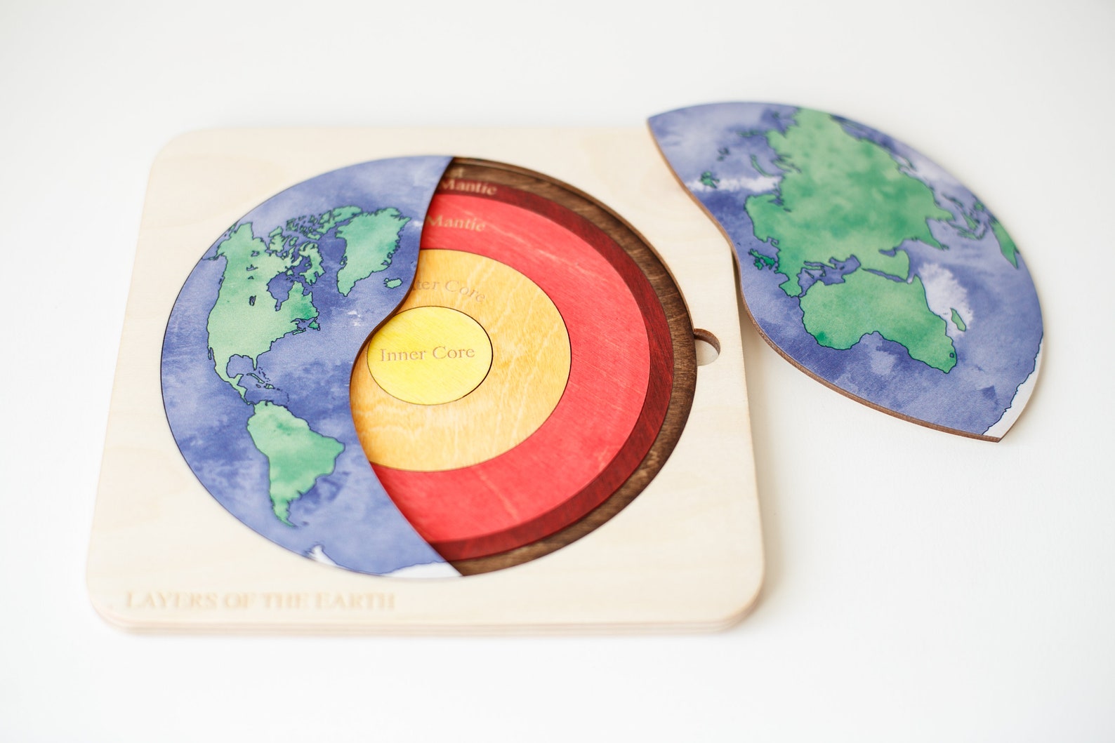 Wooden Puzzle Earth Montessori Wooden Layers of the Earth Toys - Etsy ...