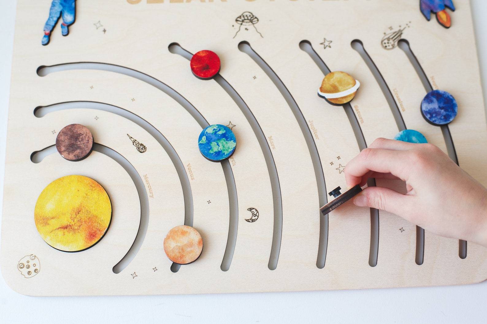 Wooden Puzzle with Planets of the Solar System Space Nursery | Etsy