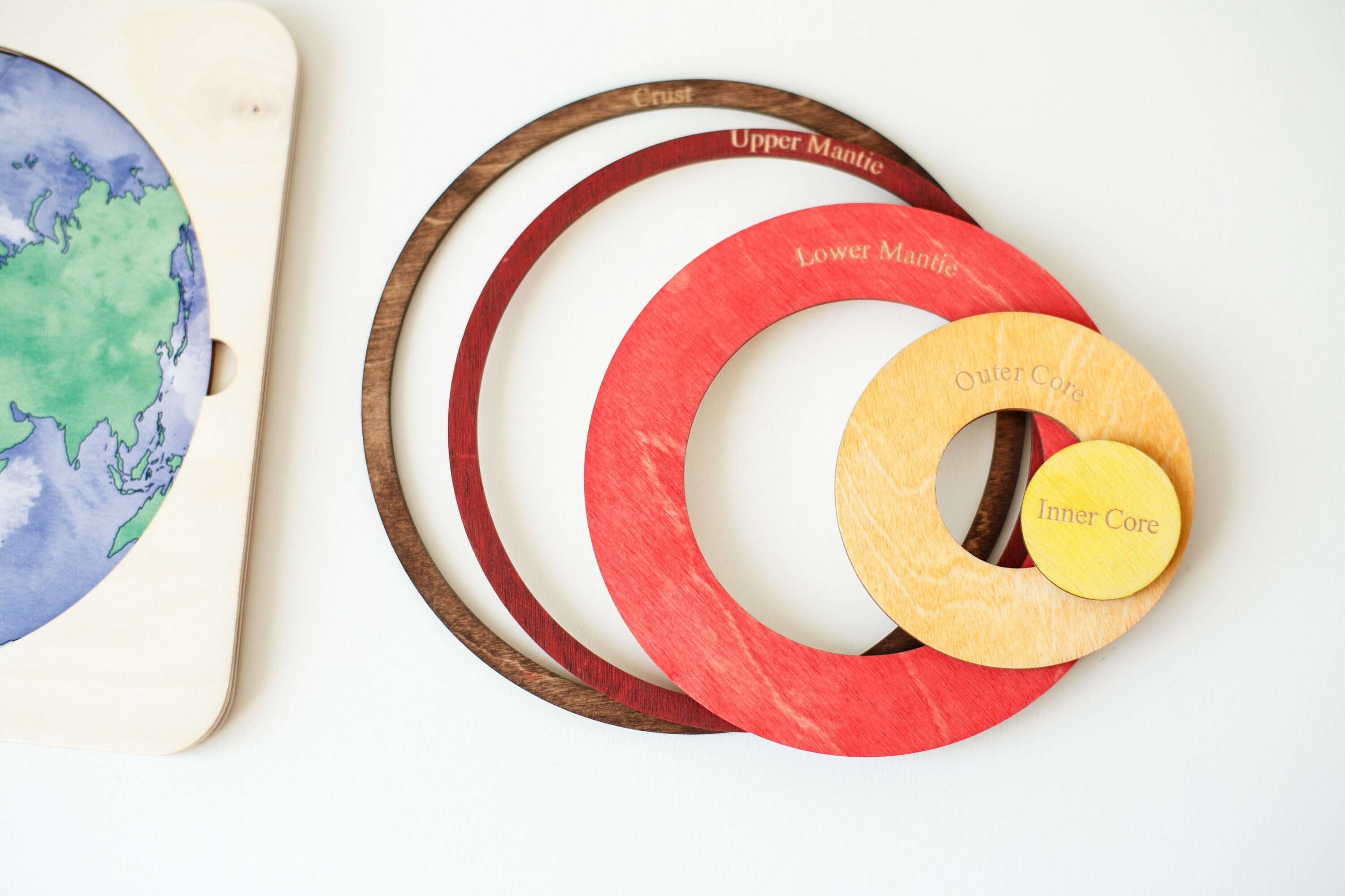 Wooden Puzzle Earth Montessori Wooden layers of the Earth toys | Etsy