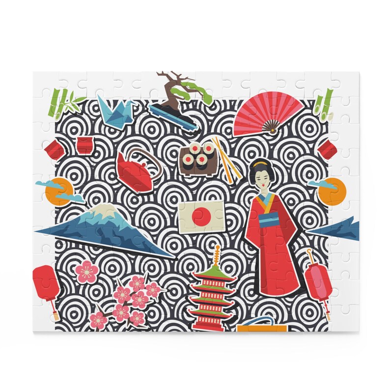 Japan Hand Drawn Doodle Colorful Jigsaw Puzzle (120, 252, 500-piece) - Etsy