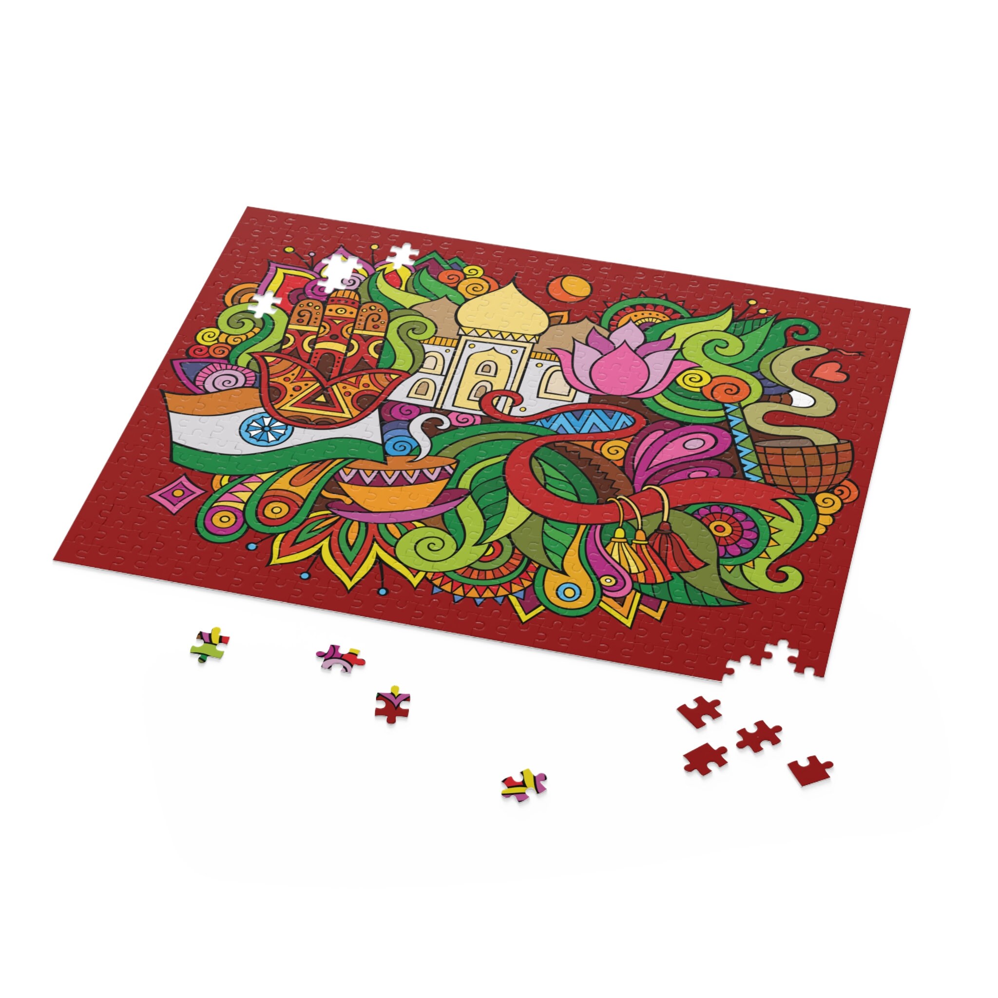 India, Indian Symbols & Culture, Doodle Hand Drawn Colorful Cartoon ...