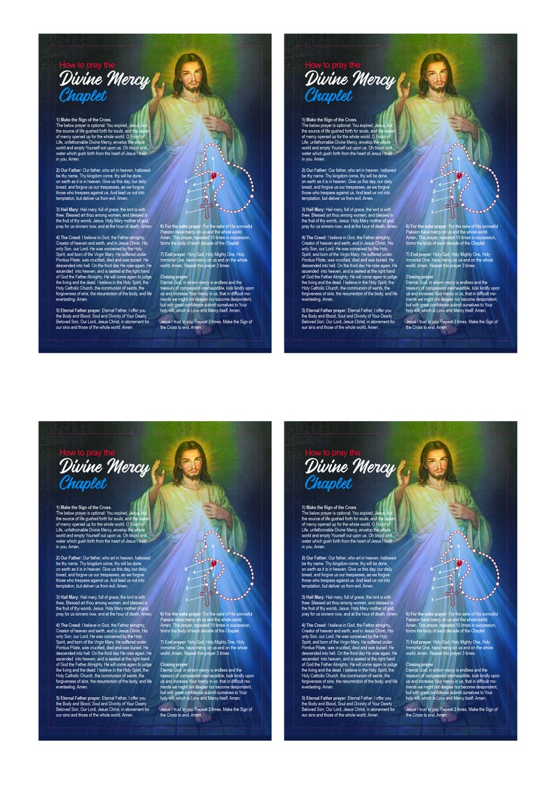Divine Mercy Chaplet Card - 110x80mm Pocket Size (bigger Size Also ...