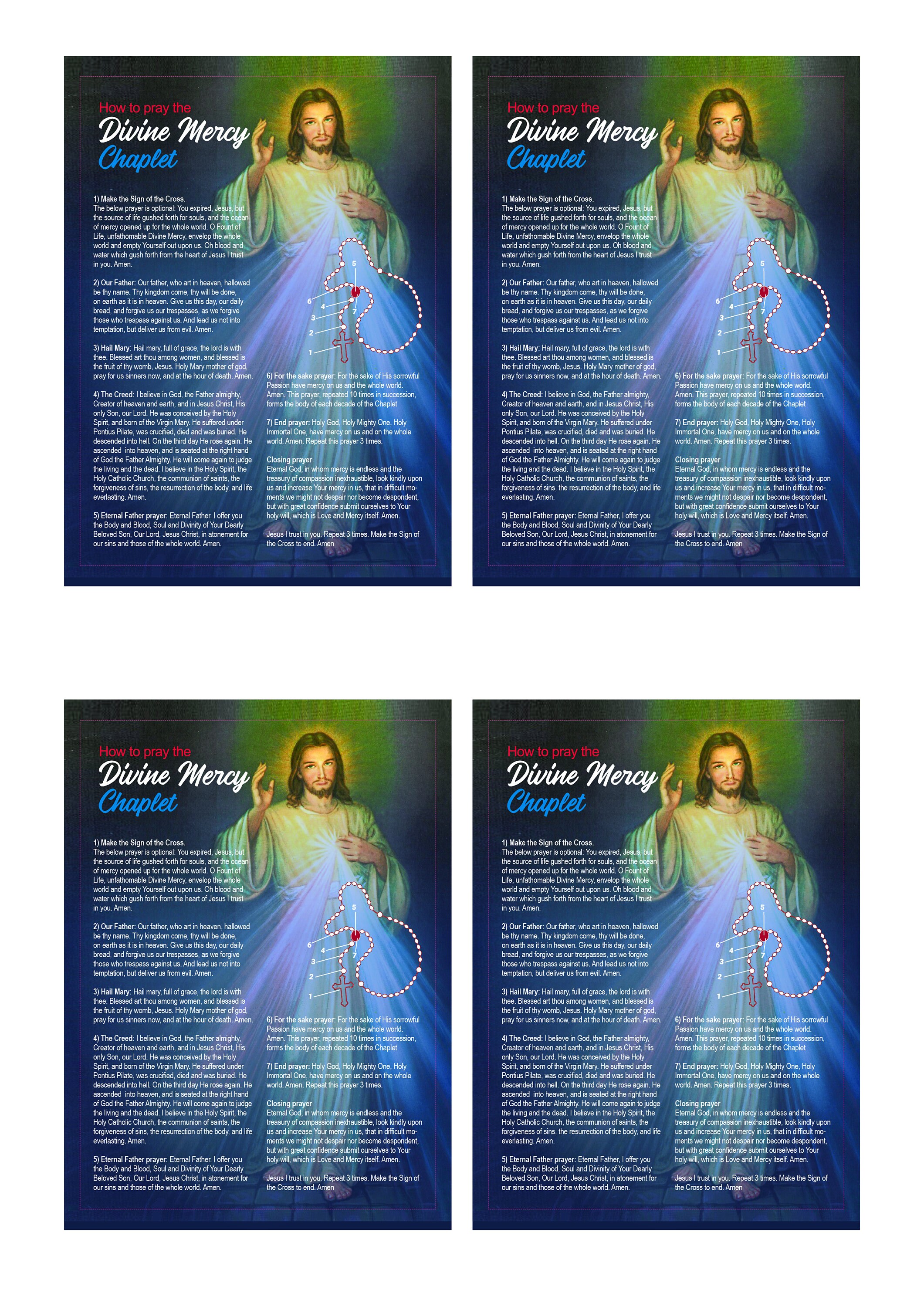 Divine Mercy Chaplet Card - 110x80mm Pocket Size (bigger Size Also ...
