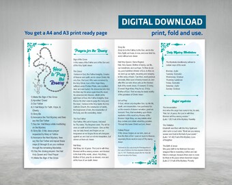 Rosary A4 Foldable Card- How to Pray the Rosary Leaflet With ...