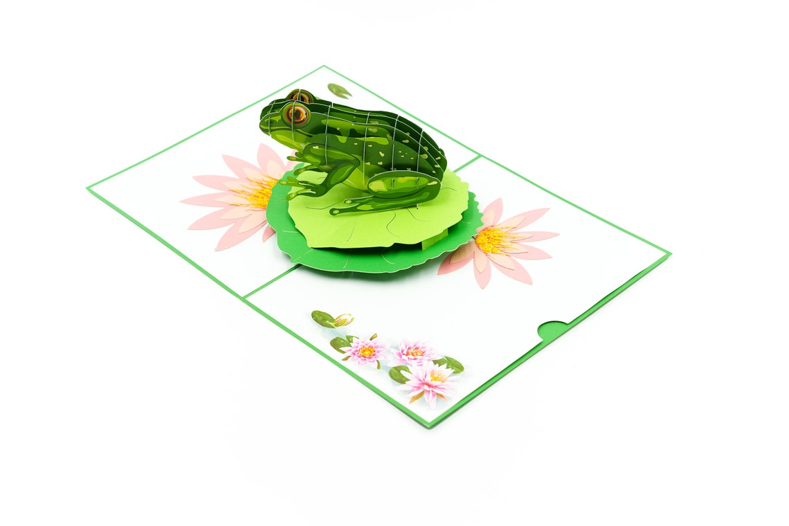 Green Frog Pop up Card Blank Frog Card Frog Easter Card - Etsy