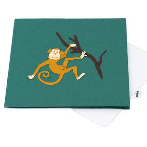 Monkey Pop up Card, Blank Monkey Card, Monkey Easter Card, Monkey Gift ...