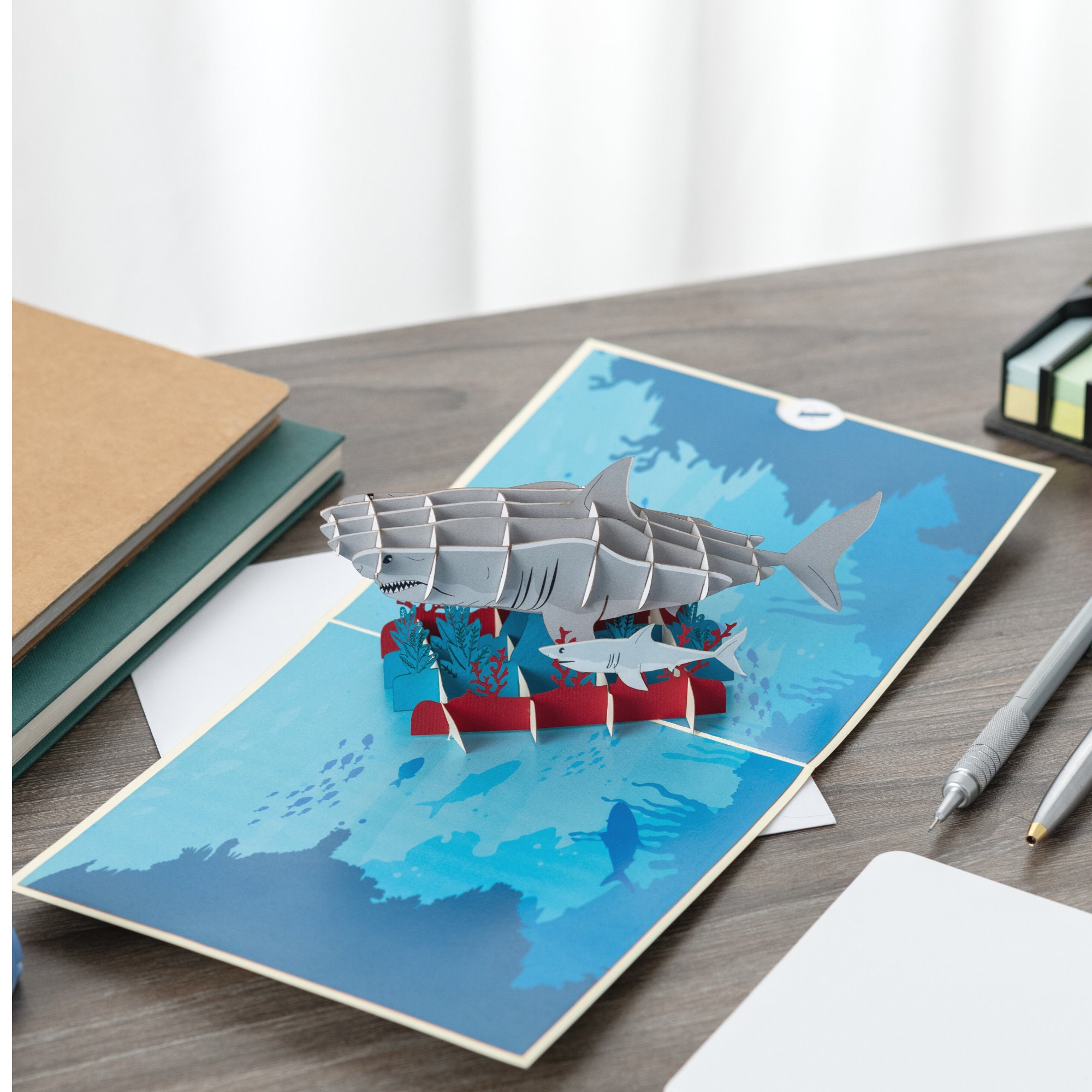 Shark Pop up Card, Blank Shark Card, Shark Birthday Card, Shark Gift ...