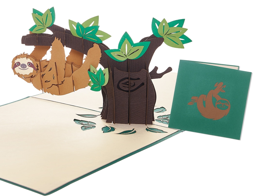 Sloth Pop up Card: Handmade 3D Hanging Sloth - Etsy
