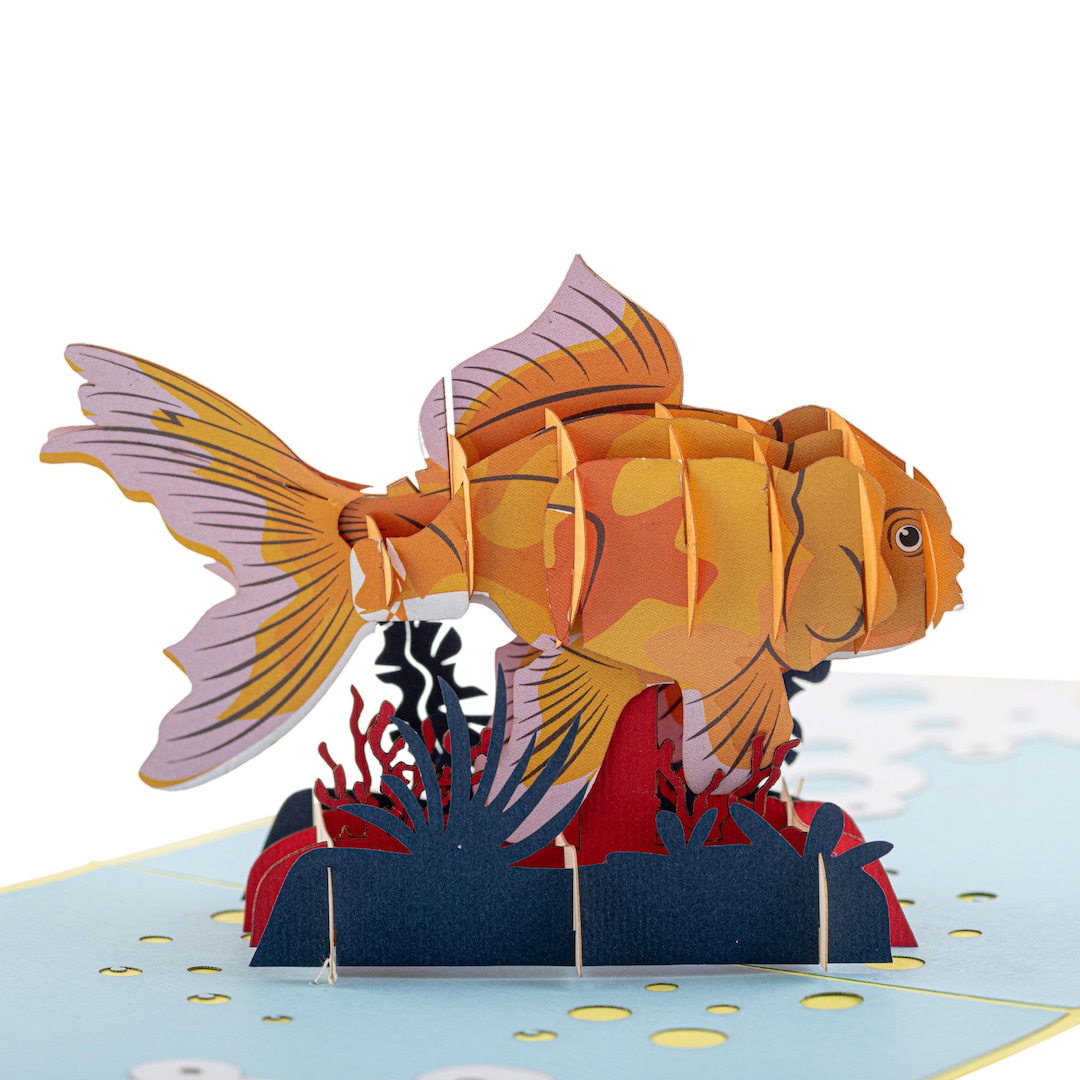 Goldfish Pop up Card, Blank Goldfish Card, Goldfish Birthday Card ...