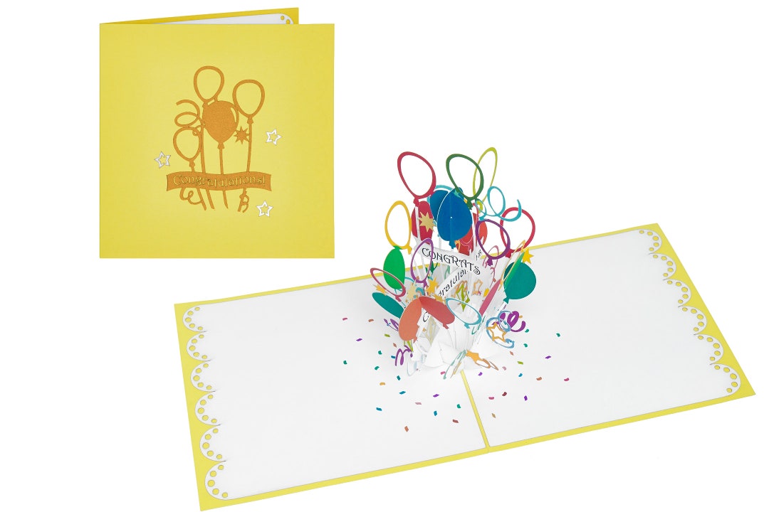 Graduation Pop up Card, Congratulations Card Balloons, Congrats Card ...