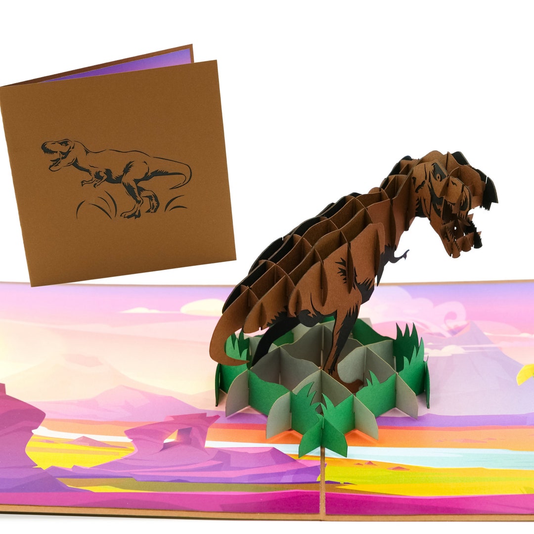T-rex Pop up Card, Blank T-rex Card for Kids, T-rex Birthday Card ...