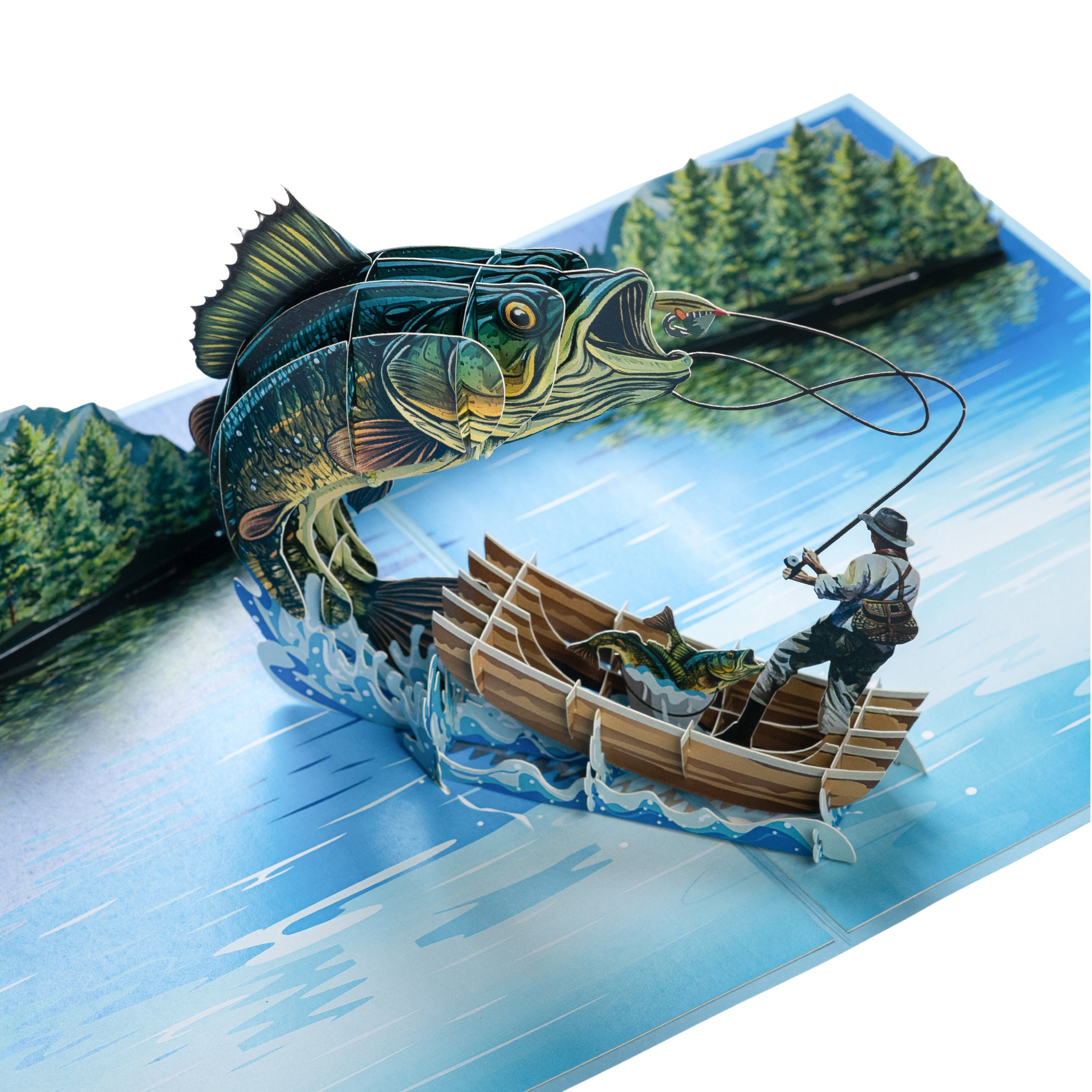 Fishing Pop up Card: Fisherman & Big Catch, Father's Day Card - Etsy