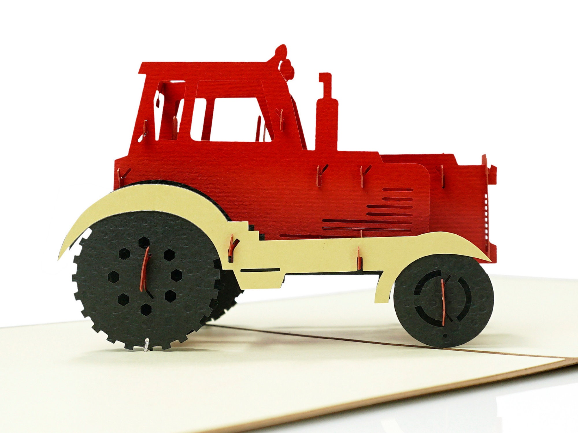 Red Tractor Pop up Card, Blank Tractor Card, Tractor Birthday Card, 3D ...