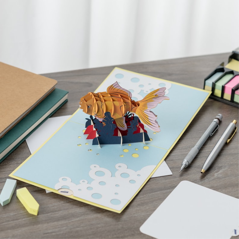 Goldfish Pop up Card: Rykamia 3D Birthday Gift - Etsy