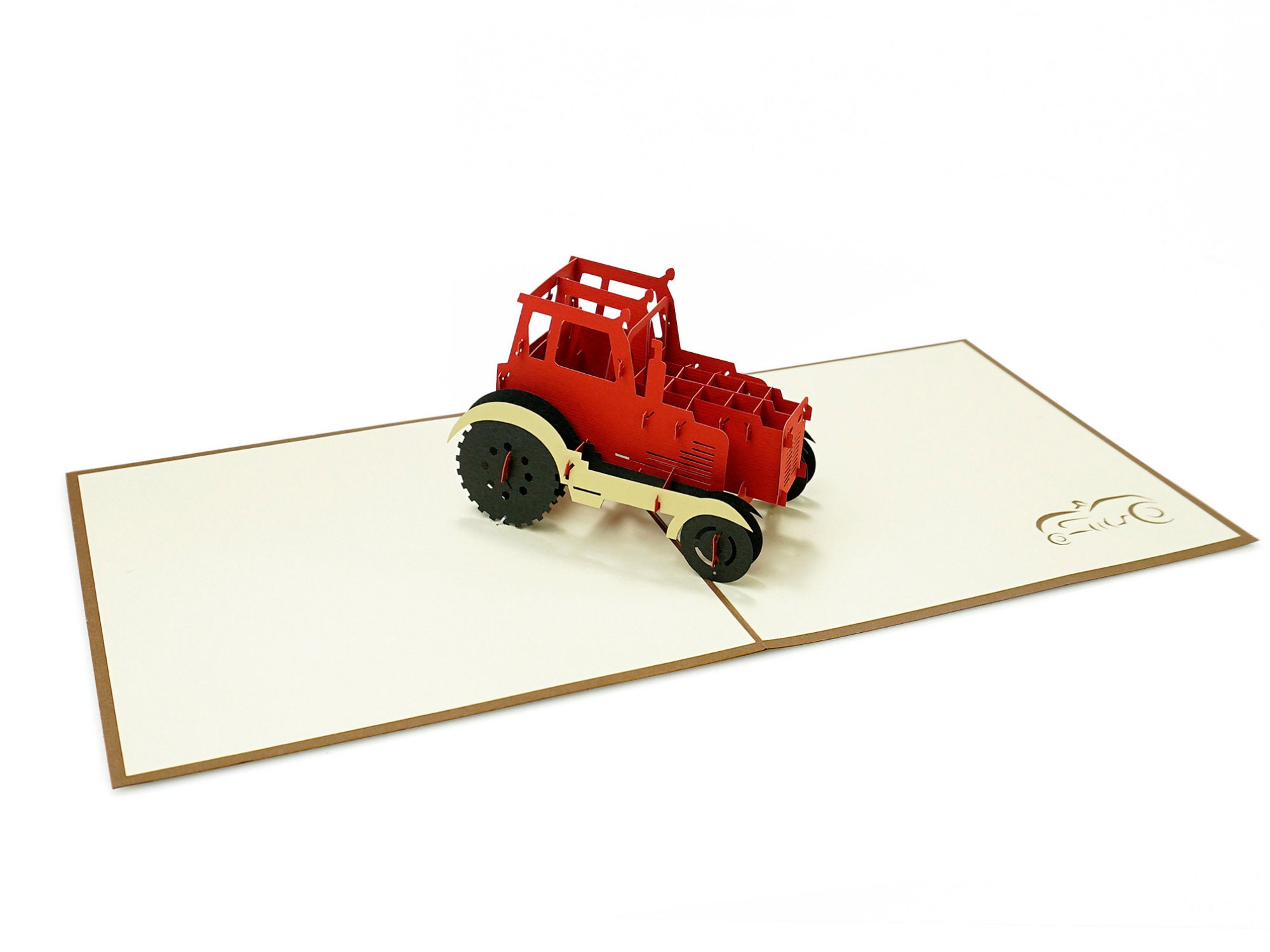 Red Tractor Pop up Card, Blank Tractor Card, Tractor Birthday Card, 3D ...