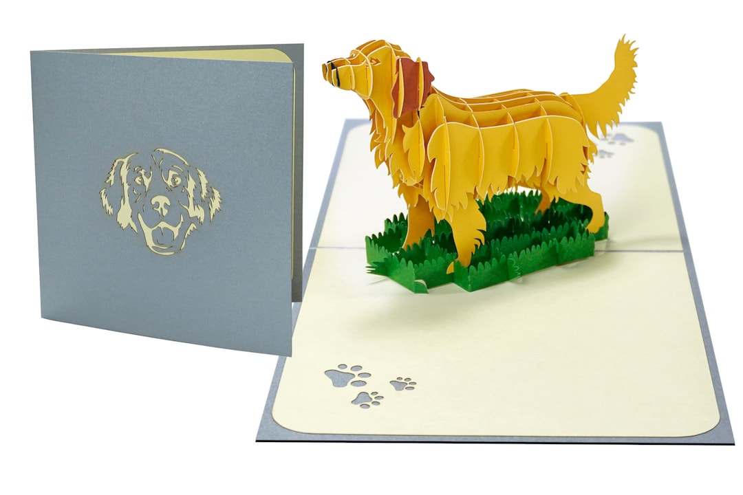 Golden Retriever Pop-up Card: Dog Birthday, Anniversary, or Valentine's ...