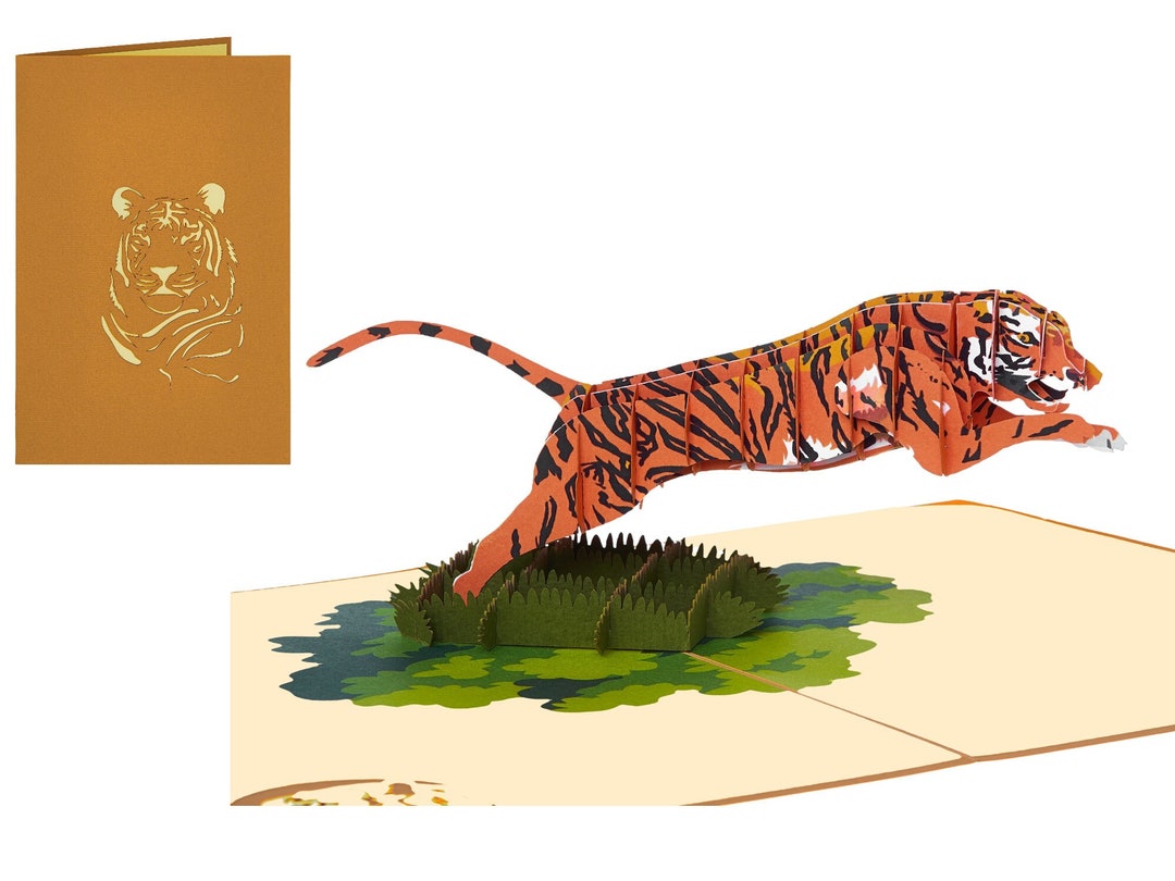 Tiger Pop up Card, Blank Tiger Card, Thank You Tiger Card, Birthday ...
