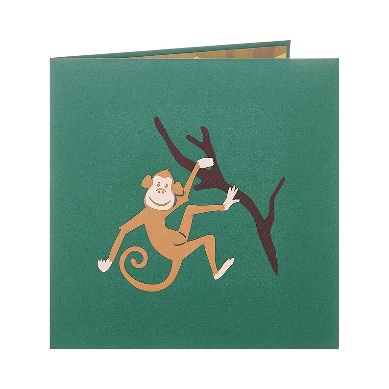Monkey Pop up Card, Blank Monkey Card, Monkey Easter Card, Monkey Gift ...