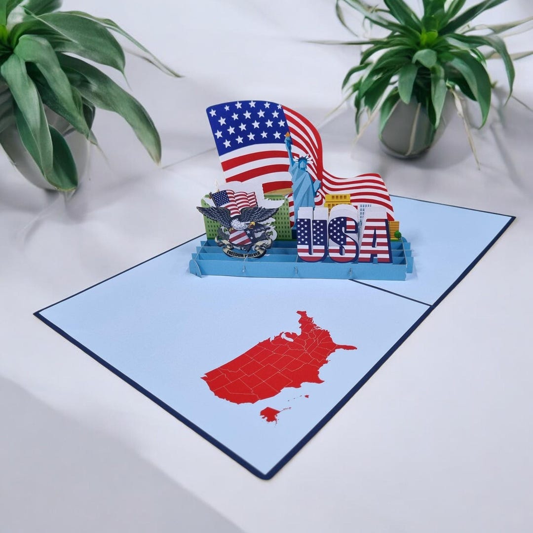 3D American Flag Pop up Card, Patriotic Gift - Etsy