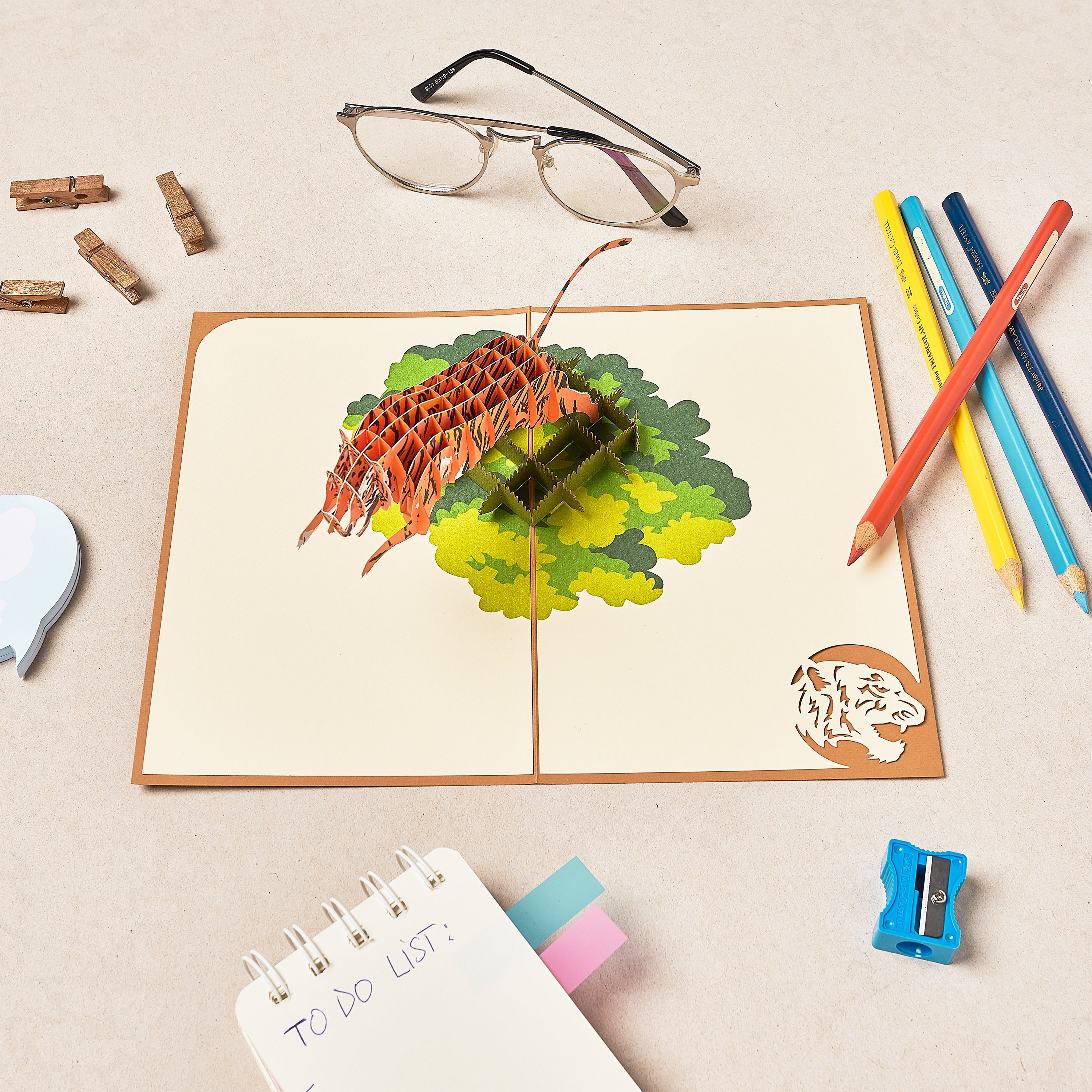 Tiger Pop up Card Blank Tiger Card Thank You Tiger Card | Etsy