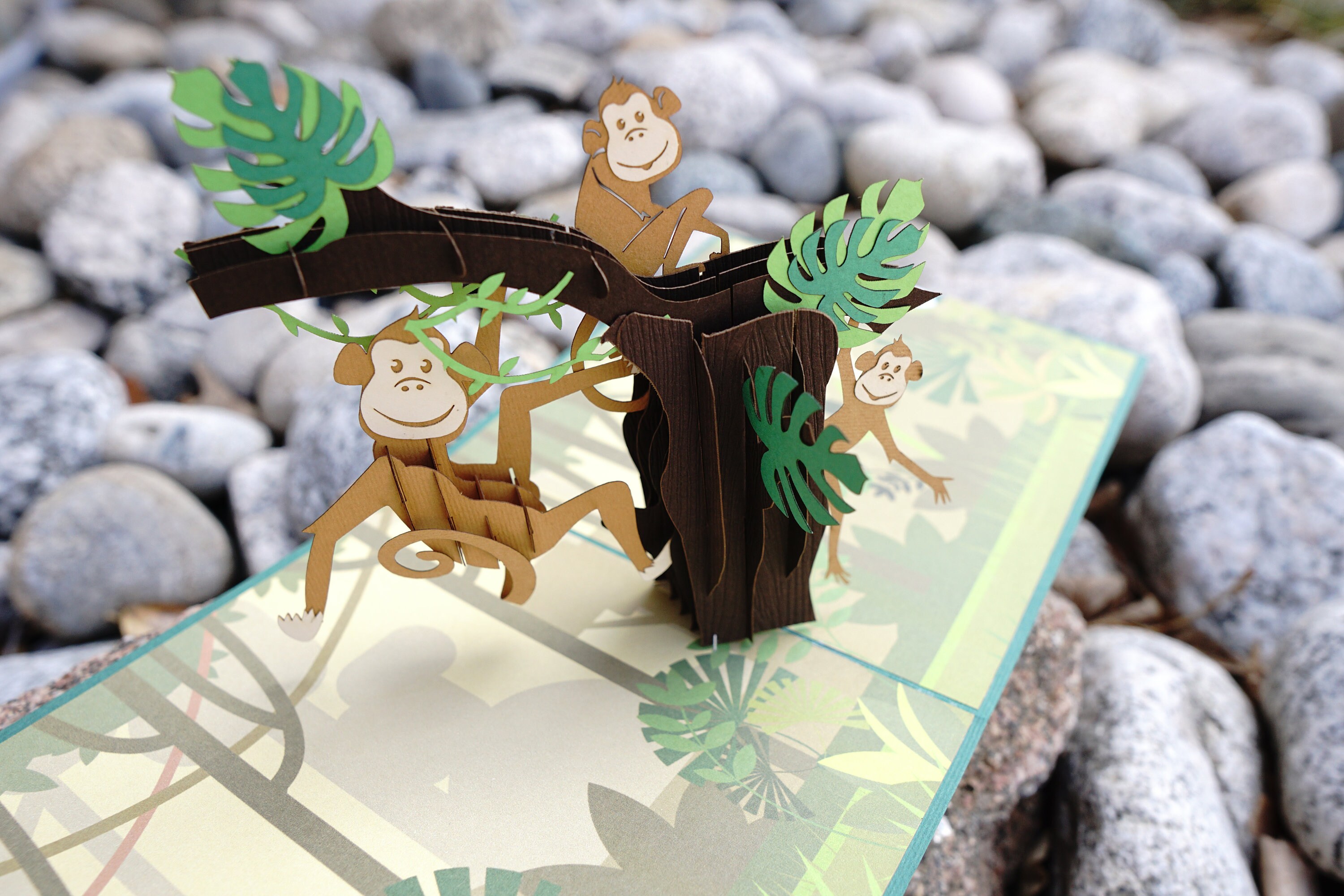 Monkey Pop Up Card Blank Monkey Card Monkey Easter Card - Etsy España