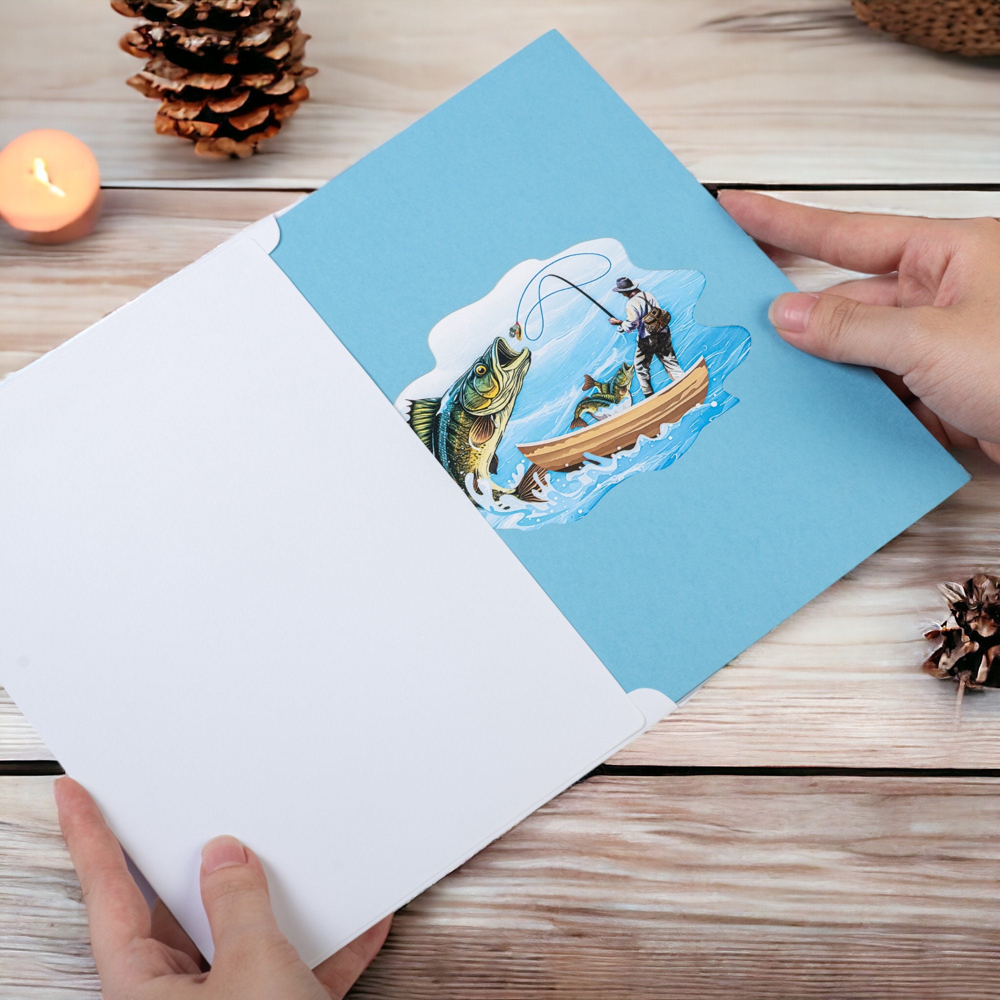 Fishing Pop up Card: Fisherman & Big Catch, Father's Day Card - Etsy